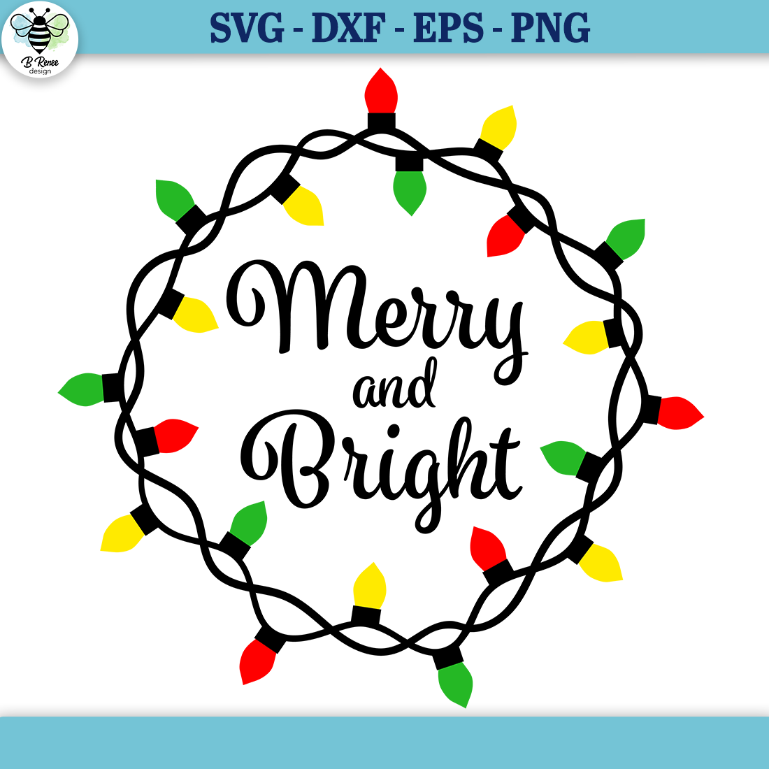 Merry and Bright Christmas Lights SVG