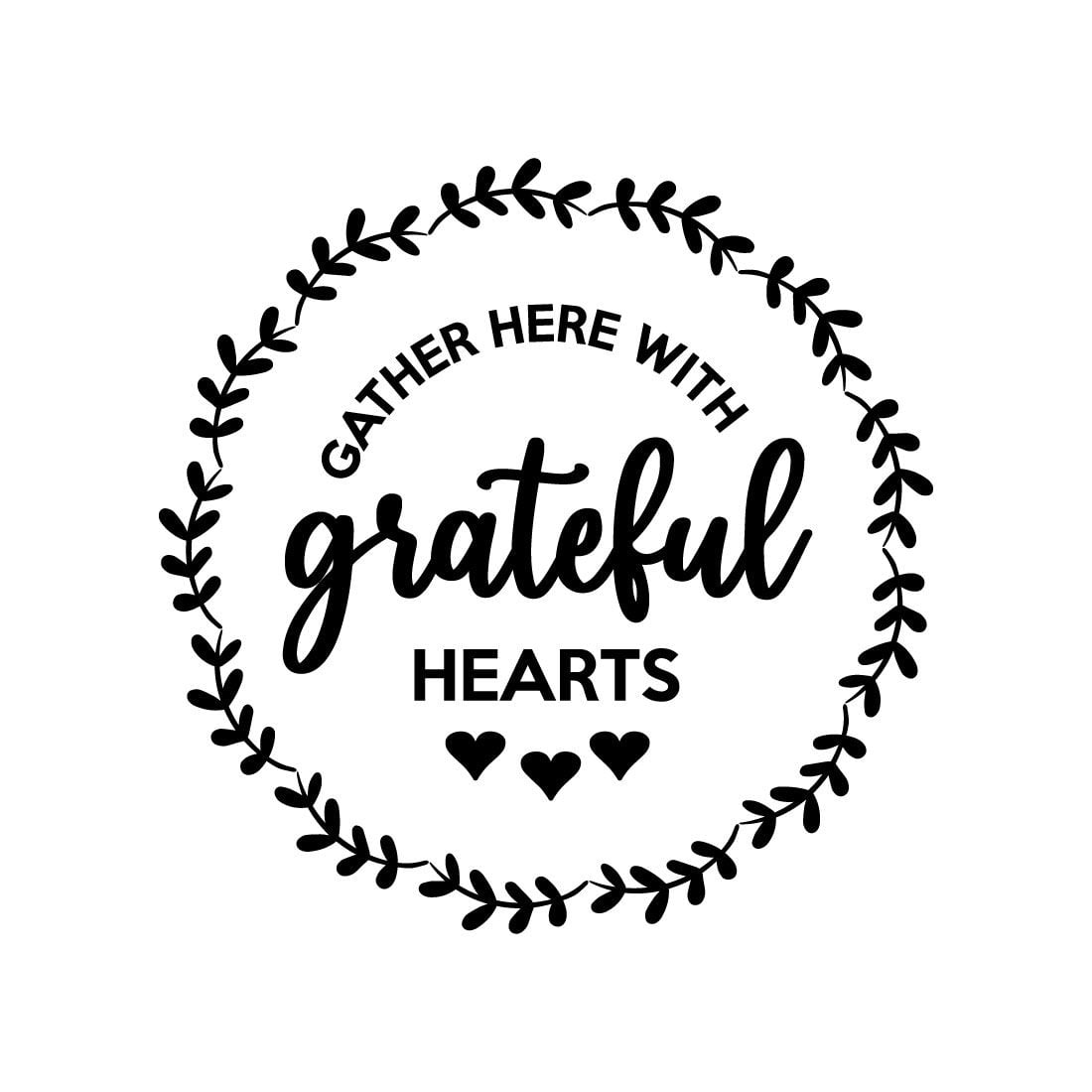 Gather Here with Grateful Hearts Round Sign - Fall SVG